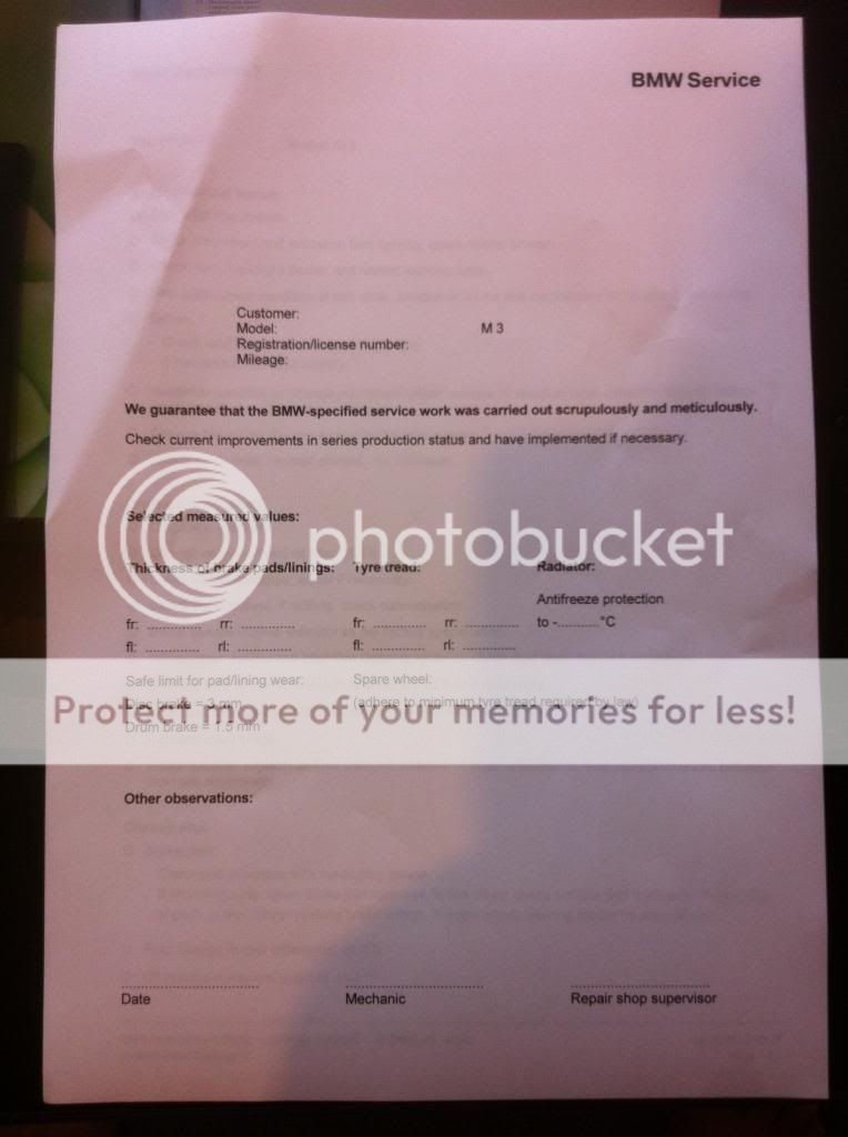 BMW inspection II checklist | The M3cutters