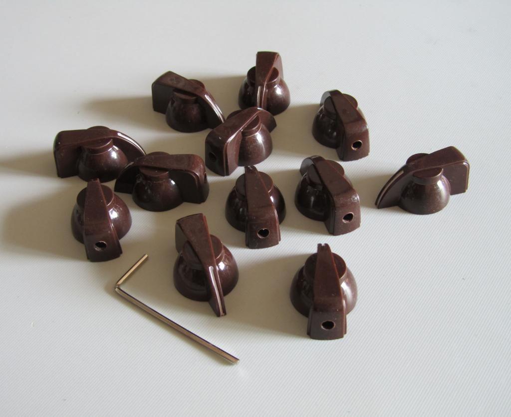 12 Brown Chicken Head Knobs 1/4" Guitar Amp Pedal Knobs Brass Insert Set Screw | eBay